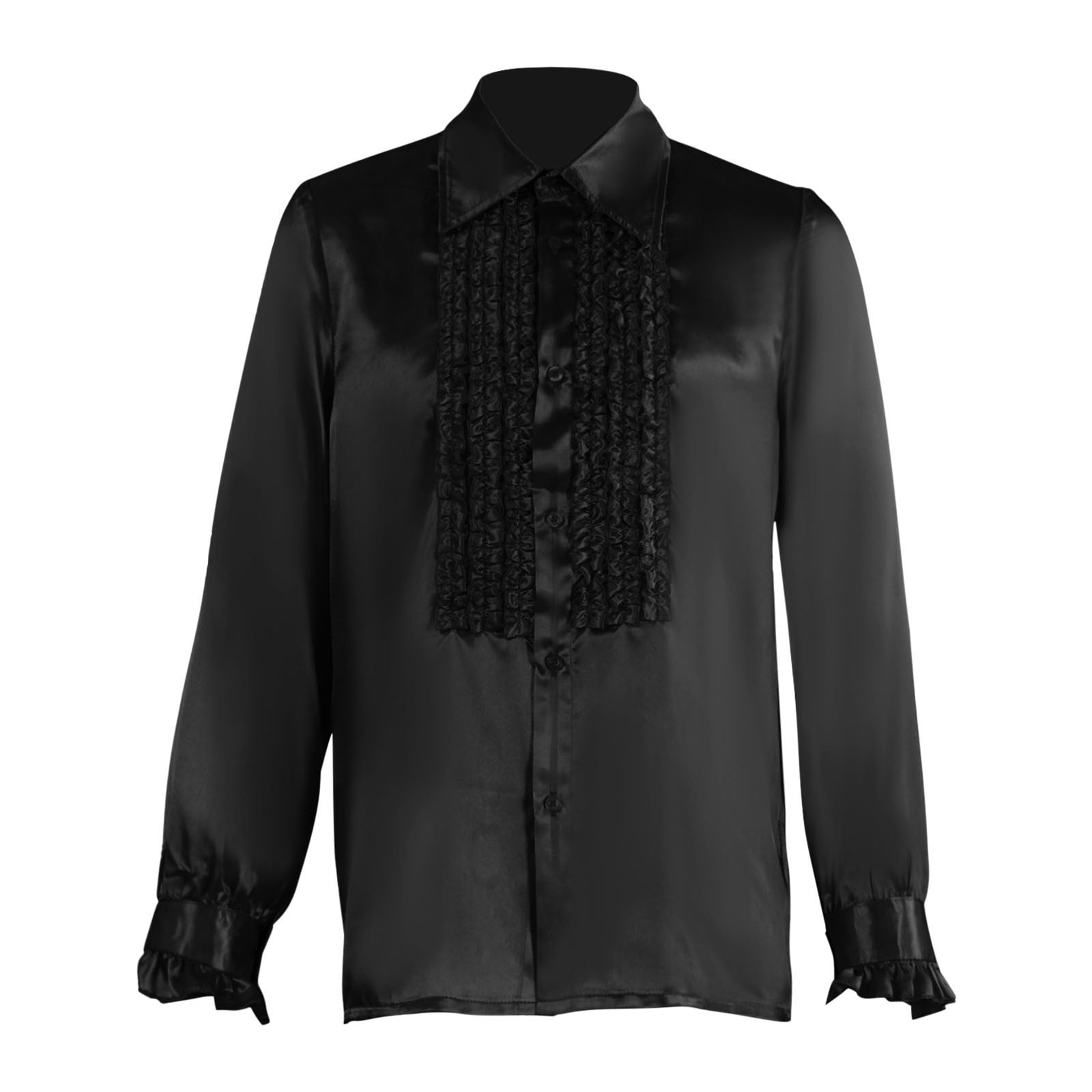 Generic Men's Satin Silk Tuxedo Shirt Ruffle Front Halloween Stag Party ...
