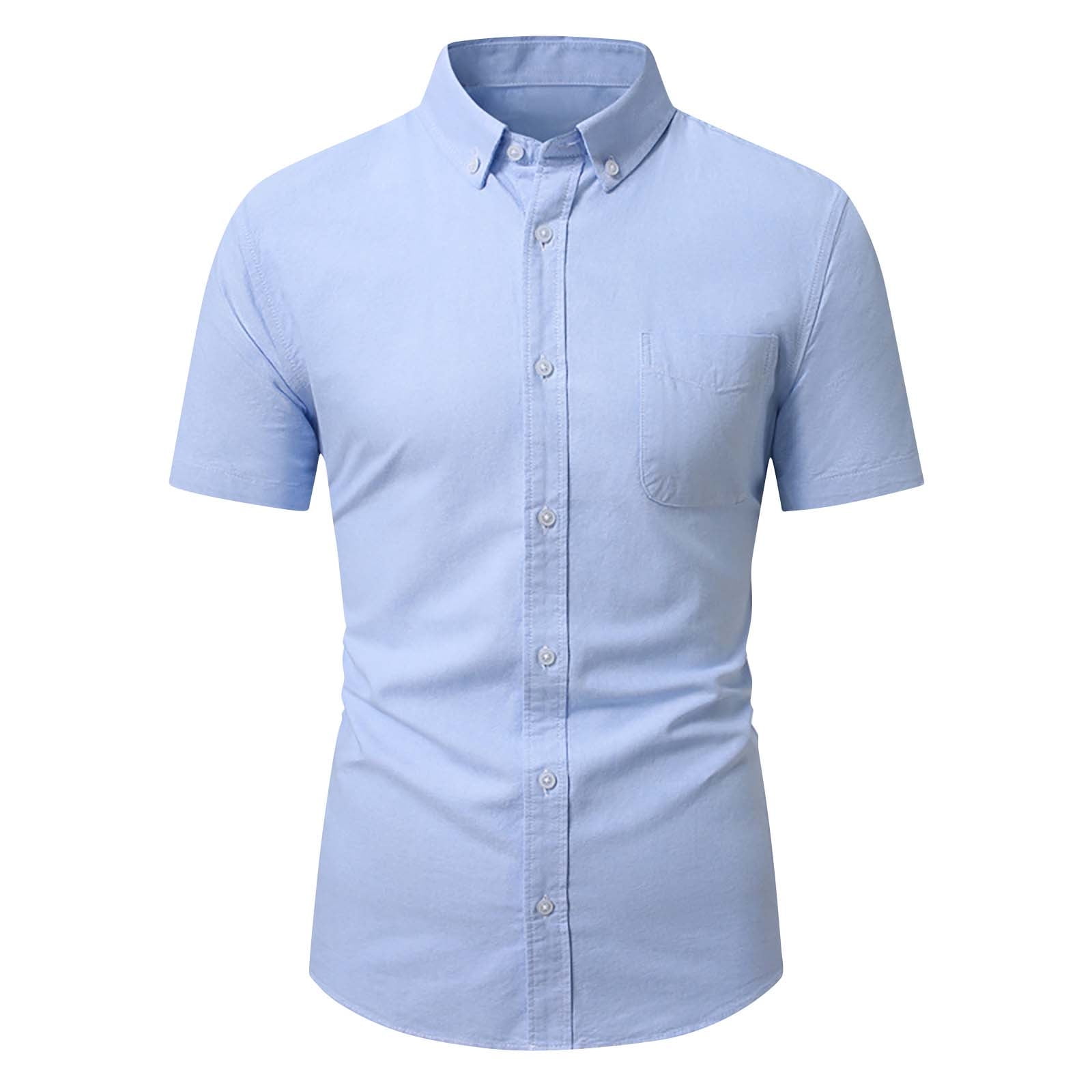 Generic Men's Short Sleeve Oxford Shirt Regular Fit Button Down Collar ...