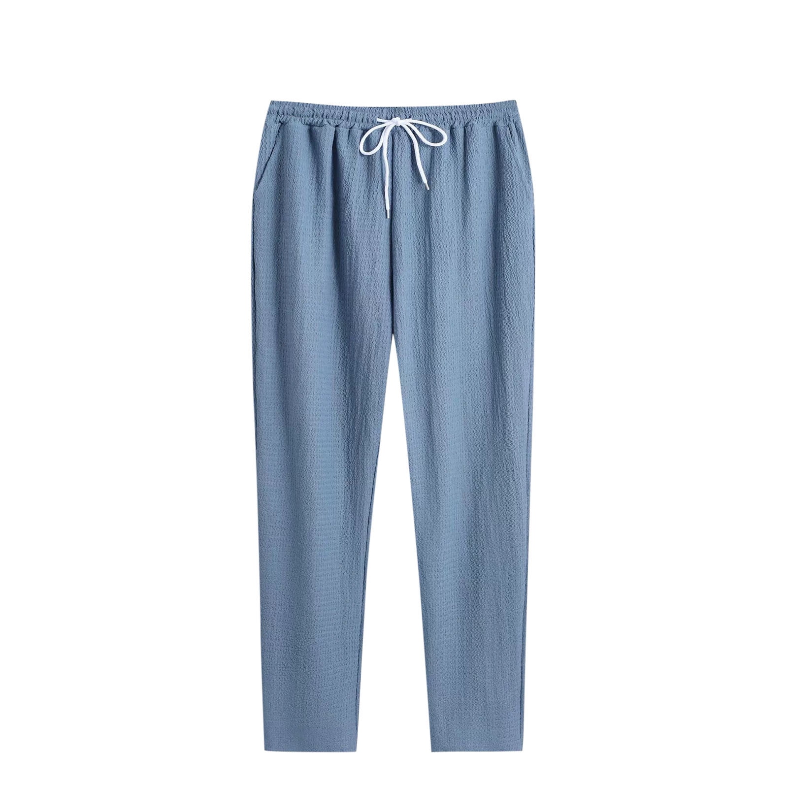 Generic Men's Straight Leg Trousers Solid Color Lightweight Elastic ...