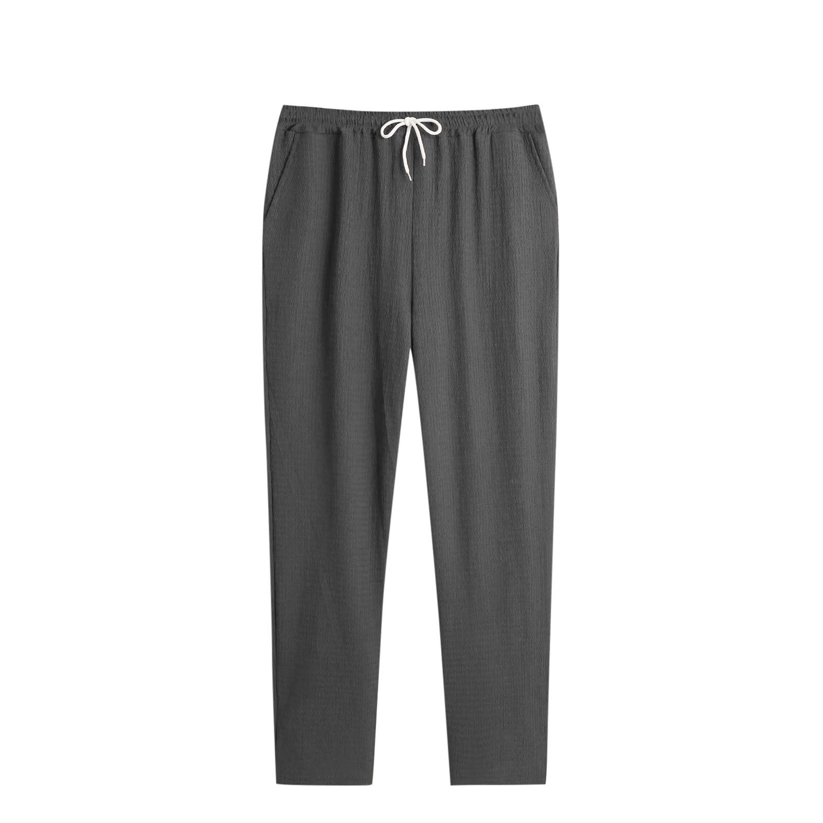 Generic Men's Straight Leg Trousers Solid Color Lightweight Elastic ...