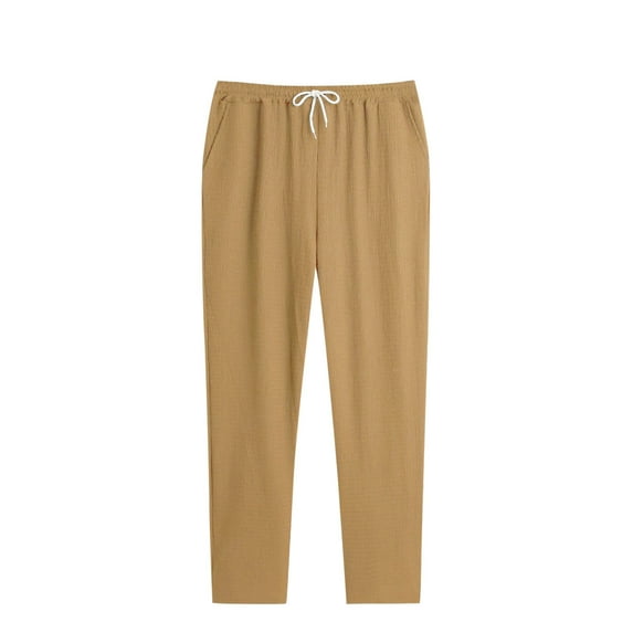 Generic Men's Straight Leg Trousers Solid Color Lightweight Elastic ...