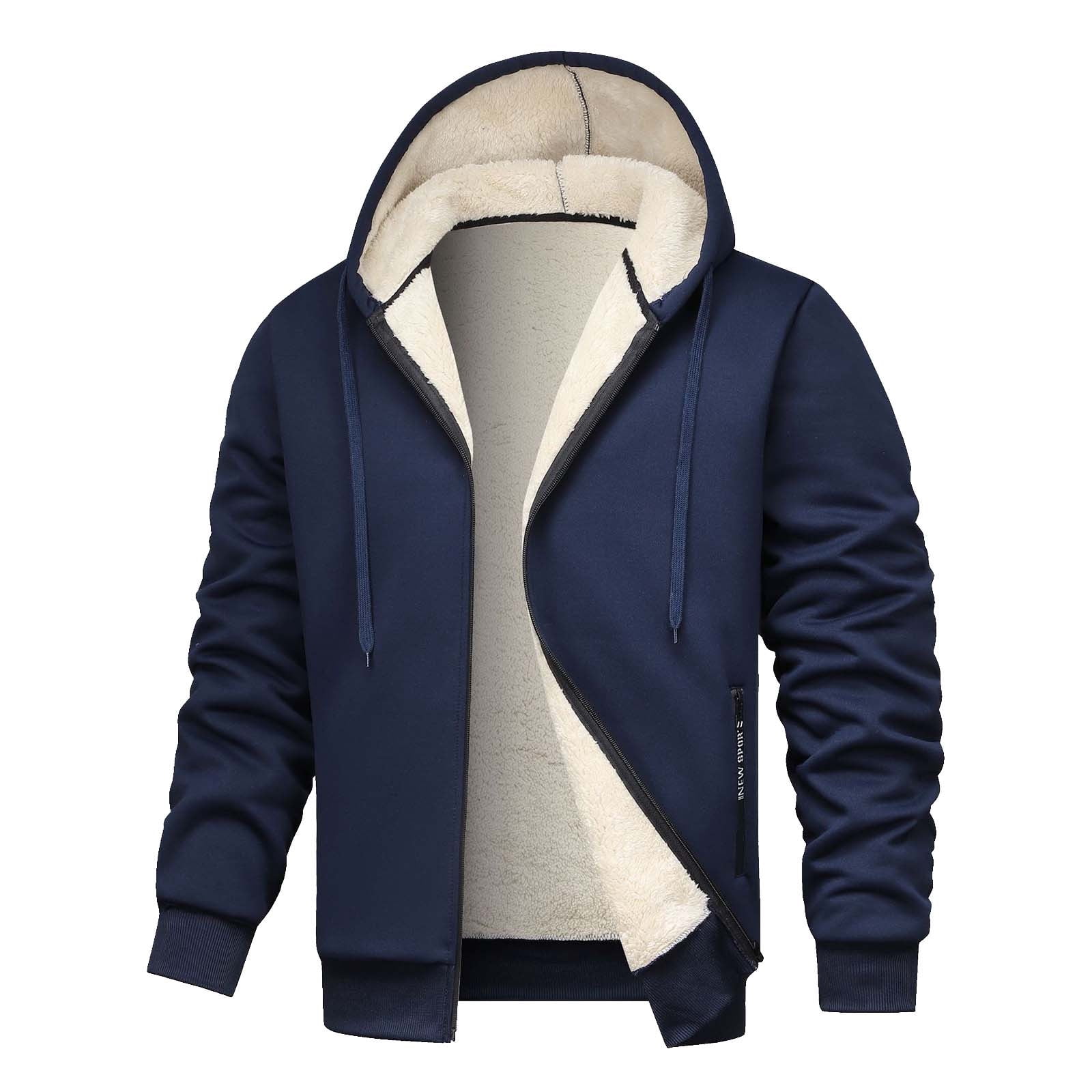 Generic Men's Winter Hoodie Jacket Fleece Lined Zip Up Warm Hoodies ...
