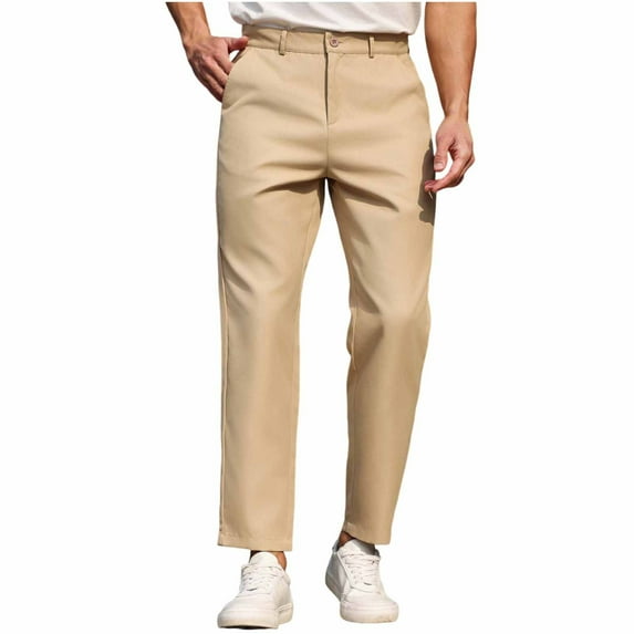 Generic Mens Business Golf Pants Stretch Waist Flat Front Formal ...
