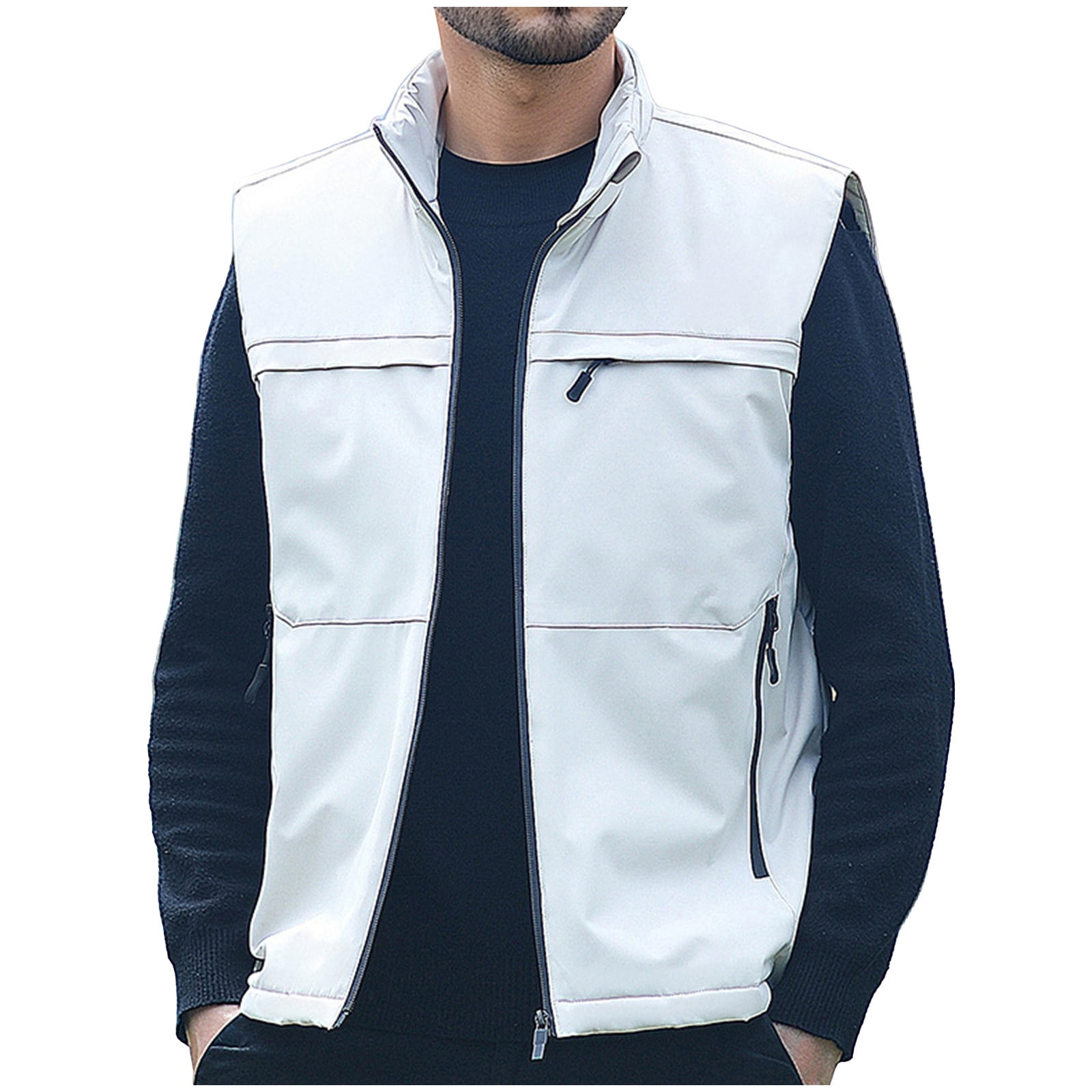 Generic Mens Casual Outdoor Puffer Vest Quilted Outerwear Winter Warm ...