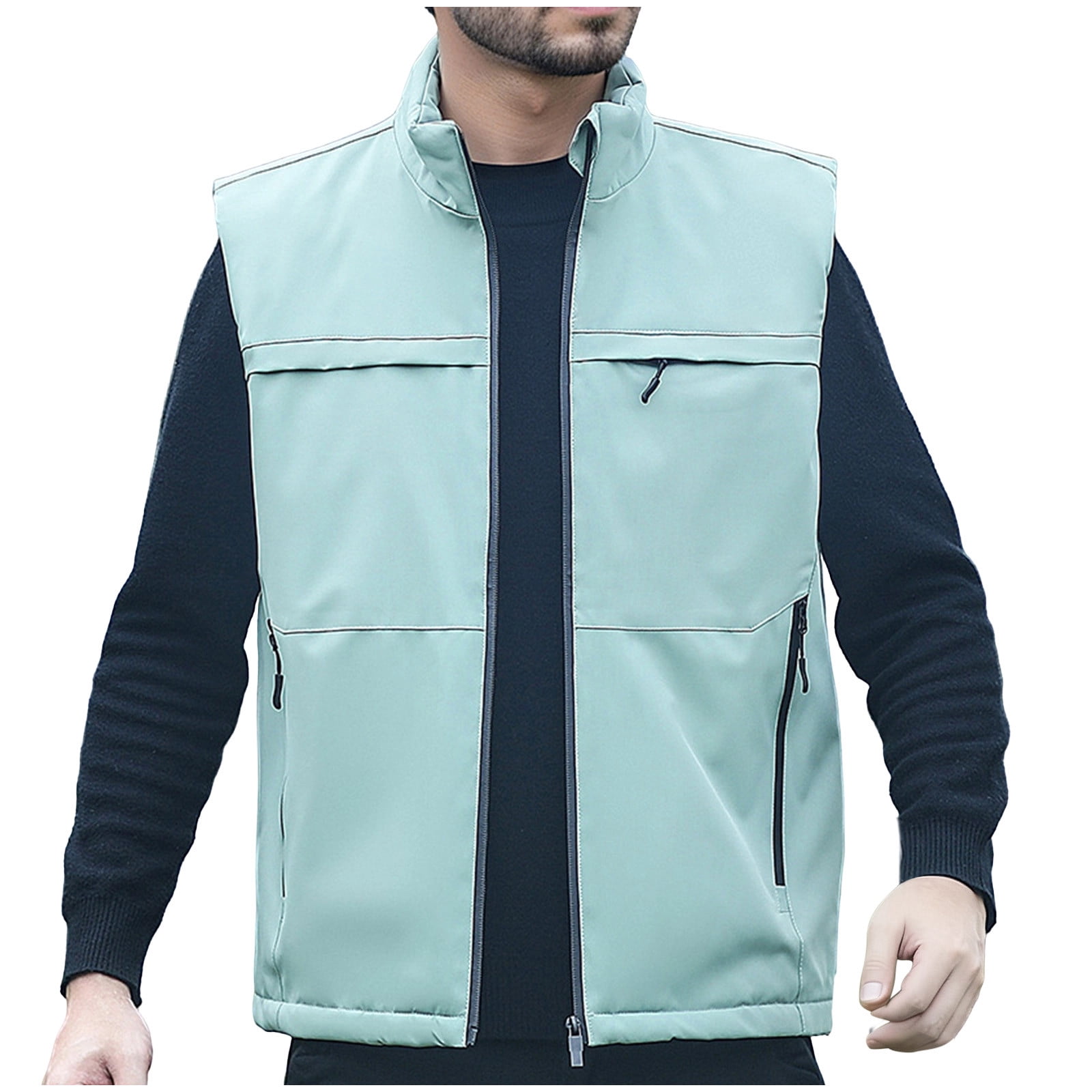 Generic Mens Casual Outdoor Puffer Vest Quilted Outerwear Winter Warm ...