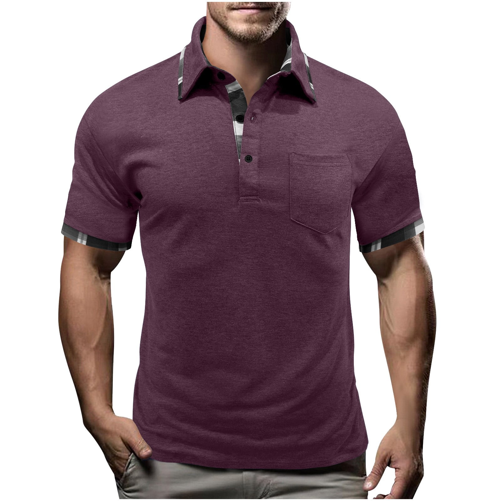 Generic Mens Classic Short Sleeve Polo Shirt Dress Lapel Collar Shirts ...