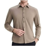 Generic Mens Fleece Lined Dress Shirts Warm Winter Long Sleeve Texture ...