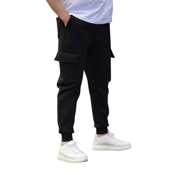 Generic Mens Fleece Lined Sweatpants Lightweight Elastic Waist Pants ...