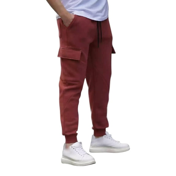 Generic Mens Fleece Lined Sweatpants Lightweight Elastic Waist Pants ...