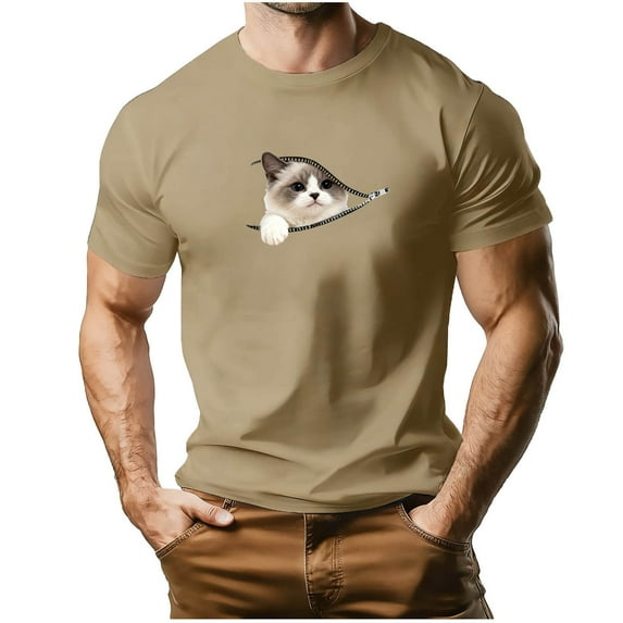 Generic Mens Funny 3D Dog Printed Shirts Round Neck Short Sleeve Shirt ...