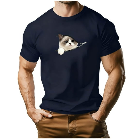 Generic Mens Funny 3D Dog Printed Shirts Round Neck Short Sleeve Shirt ...
