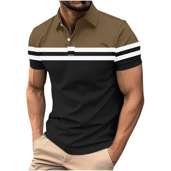 Generic Mens Gradient Color Golf Shirt Casual Stretchy Short Sleeve ...