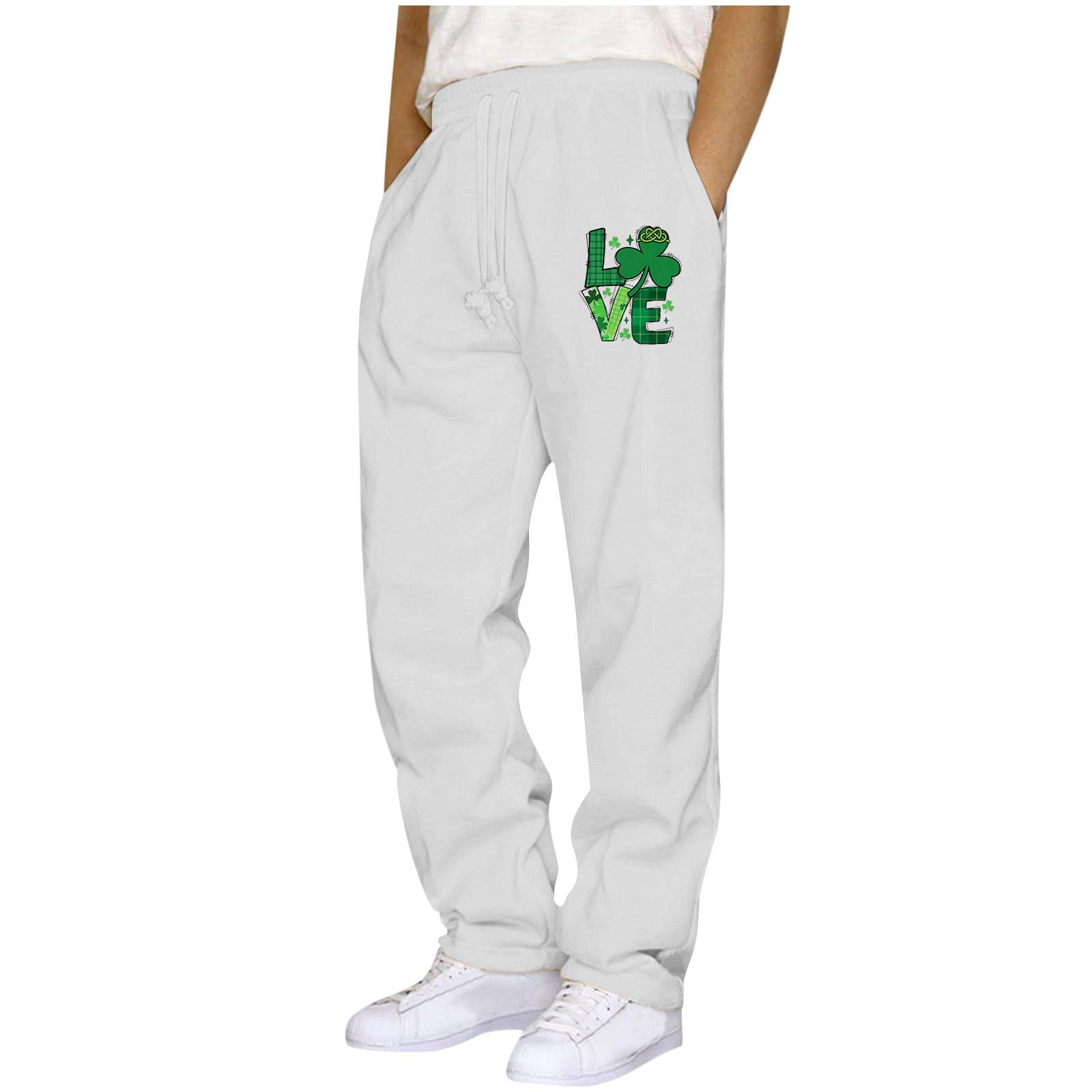 Generic Mens Straight Leg Sweatpants Lucky Irish Shamrock Dog Paw ...