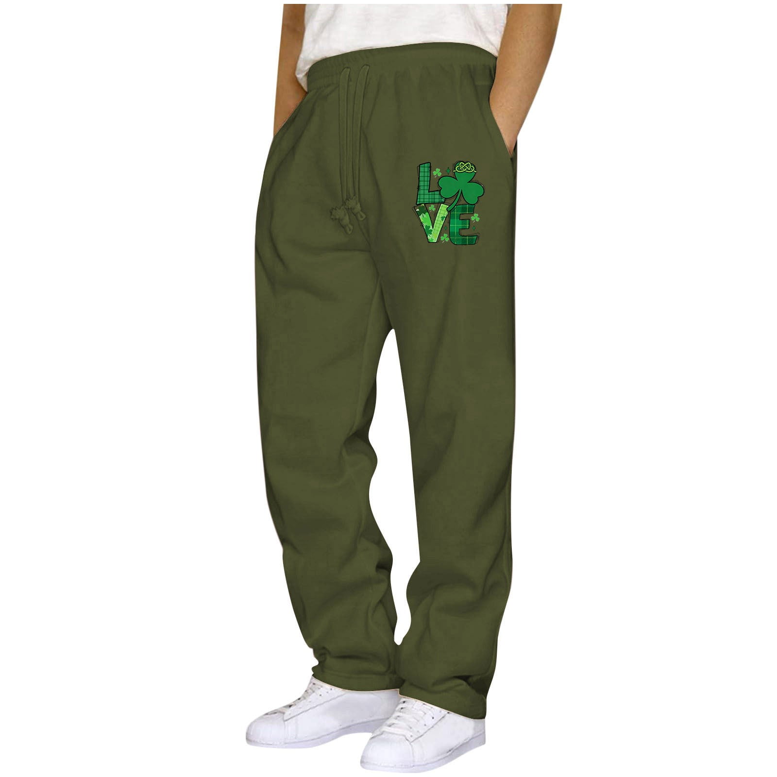 Generic Mens Straight Leg Sweatpants Lucky Irish Shamrock Dog Paw ...