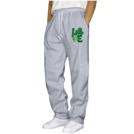 Generic Mens Straight Leg Sweatpants Lucky Irish Shamrock Dog Paw ...