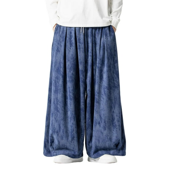 Generic Mens Wool Wide Leg Cargo Pants Fall Witer Baggy Casual Straight ...