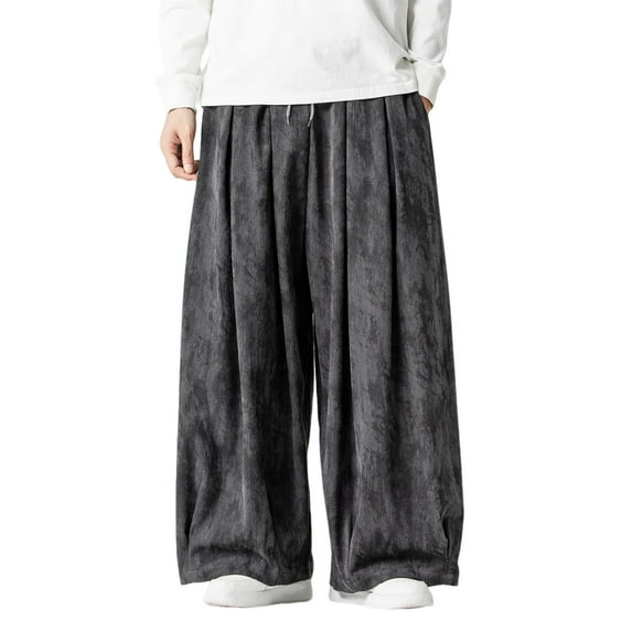 Generic Mens Wool Wide Leg Cargo Pants Fall Witer Baggy Casual Straight ...