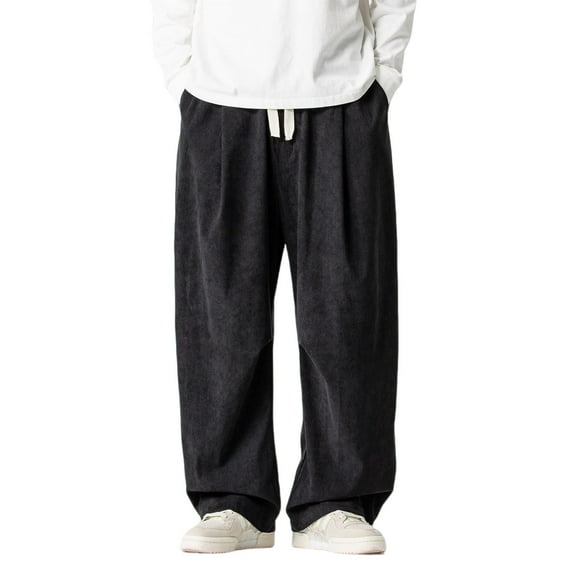 Generic Mens Wool Wide Leg Cargo Pants Fall Witer Baggy Casual Straight ...