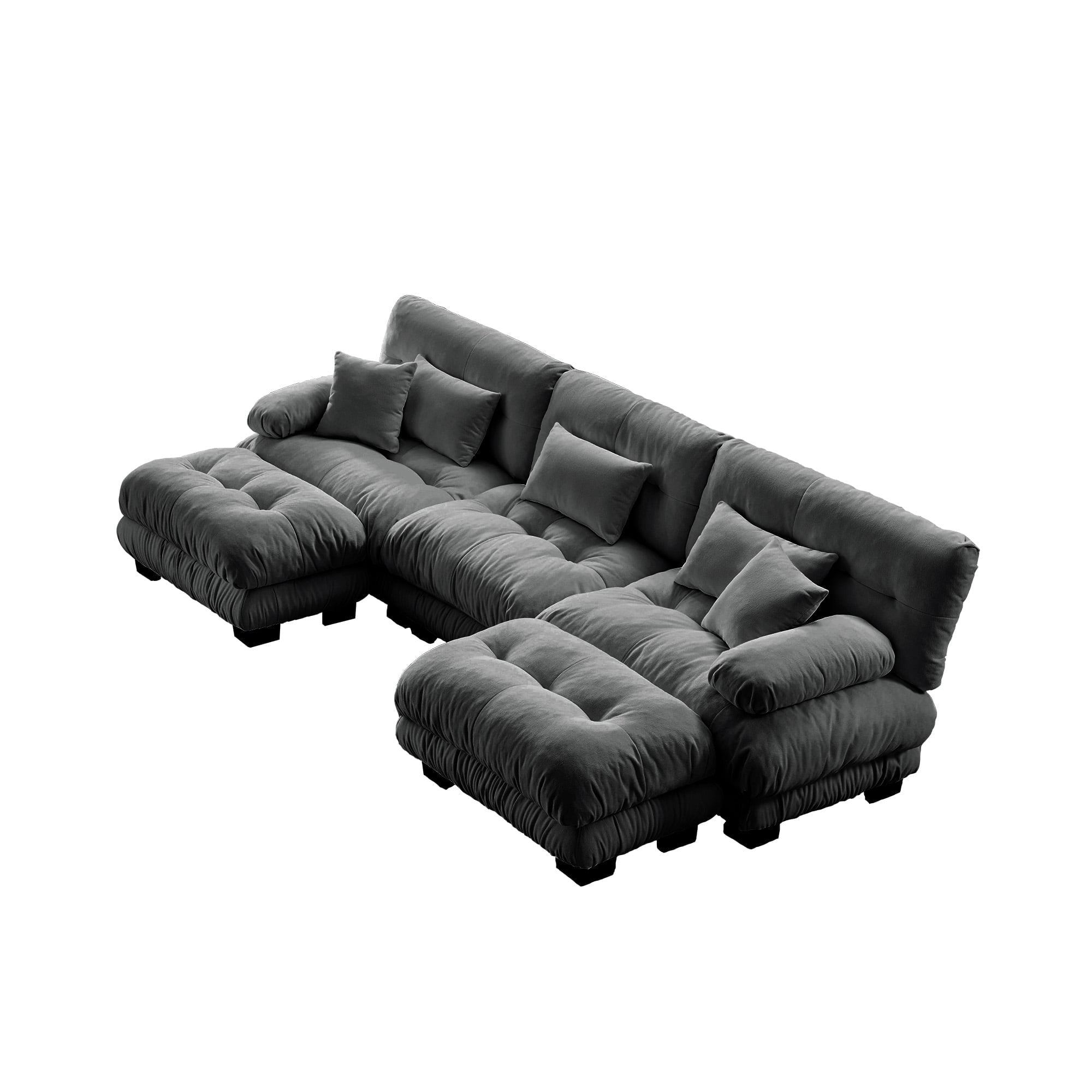 Generic Modular Sectional Sofa Couch with 2 Ottomans, Chenille Gray ...