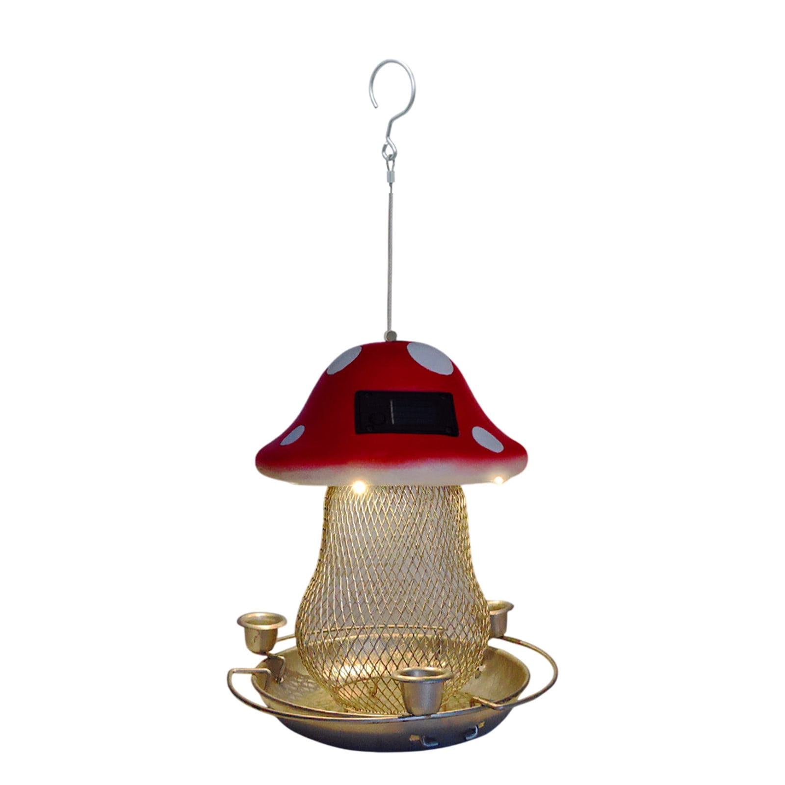 Generic Mushroom & Ladybug Metal Bird Feeder - 16" Hanging Wild Bird ...