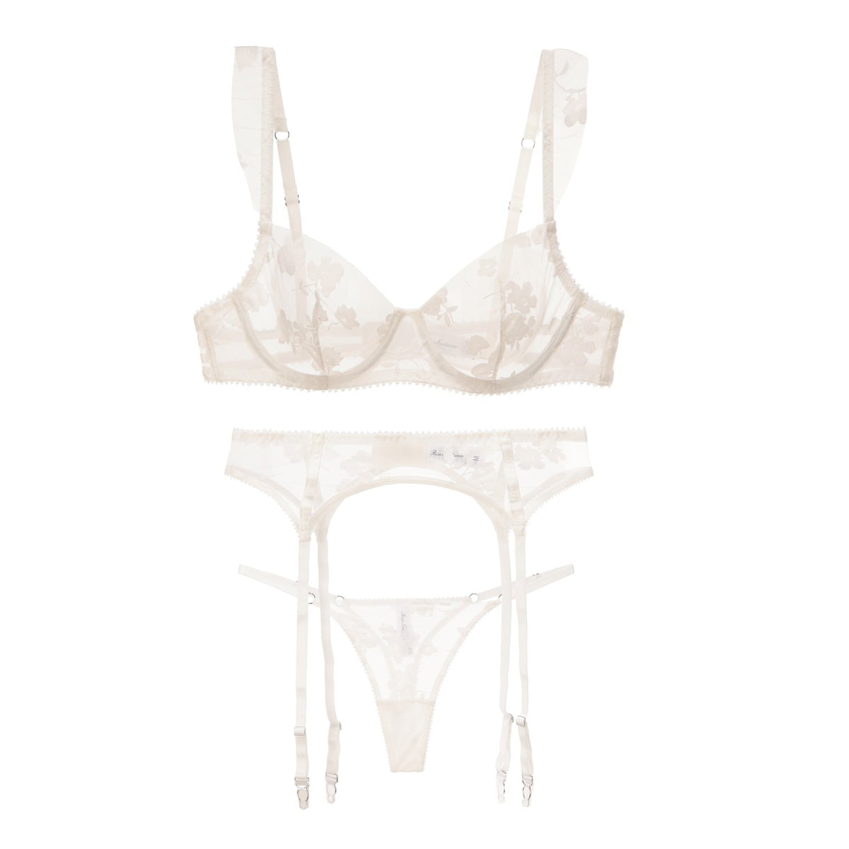 Generic New Bra Garter Three-Piece Set Sexy Embroidery Ultra-Thin Non ...