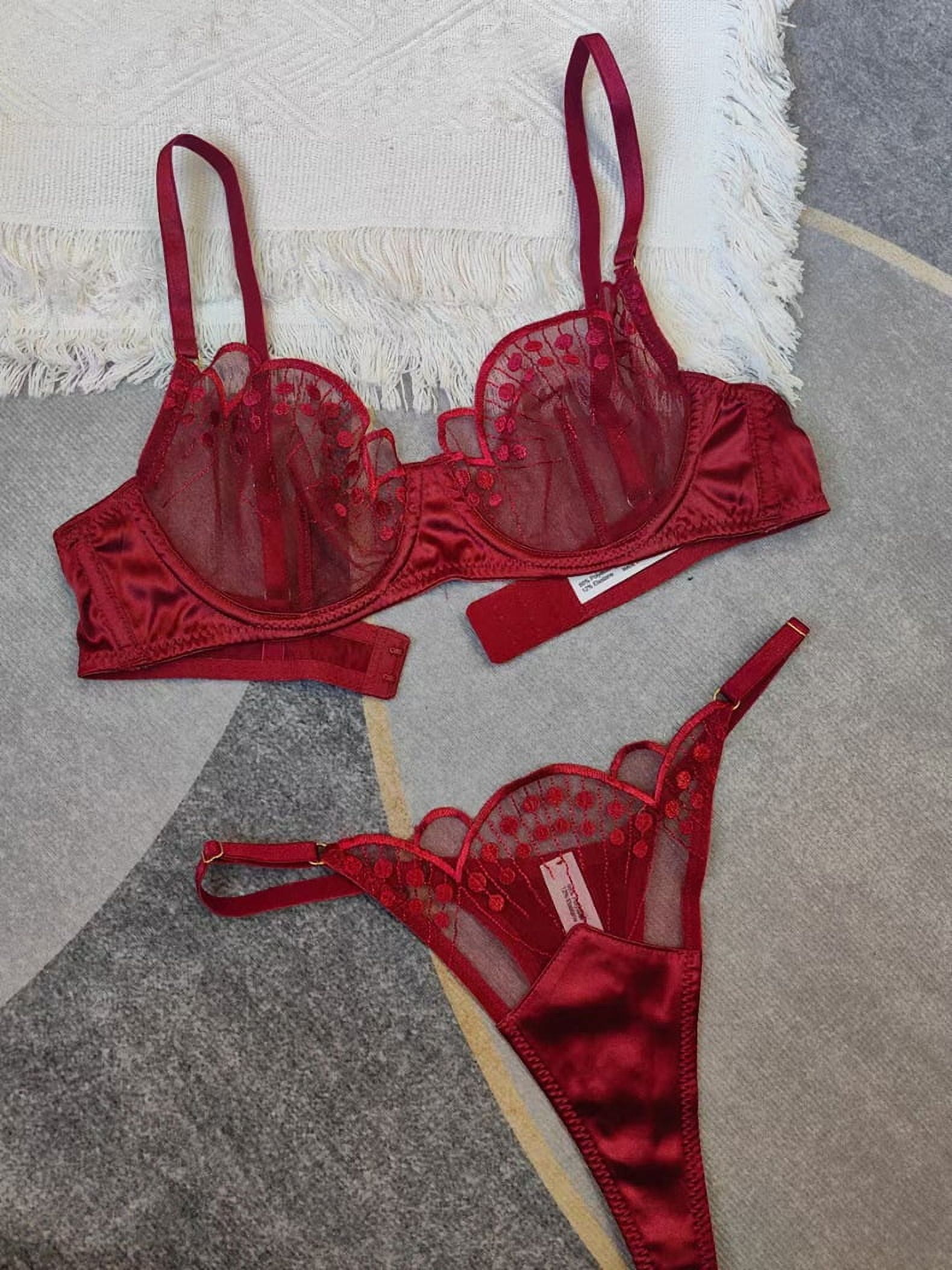 Generic New French Underwear Sexy Ultra Slim See-through Embroidery Lace Bra Big Chest Show ...