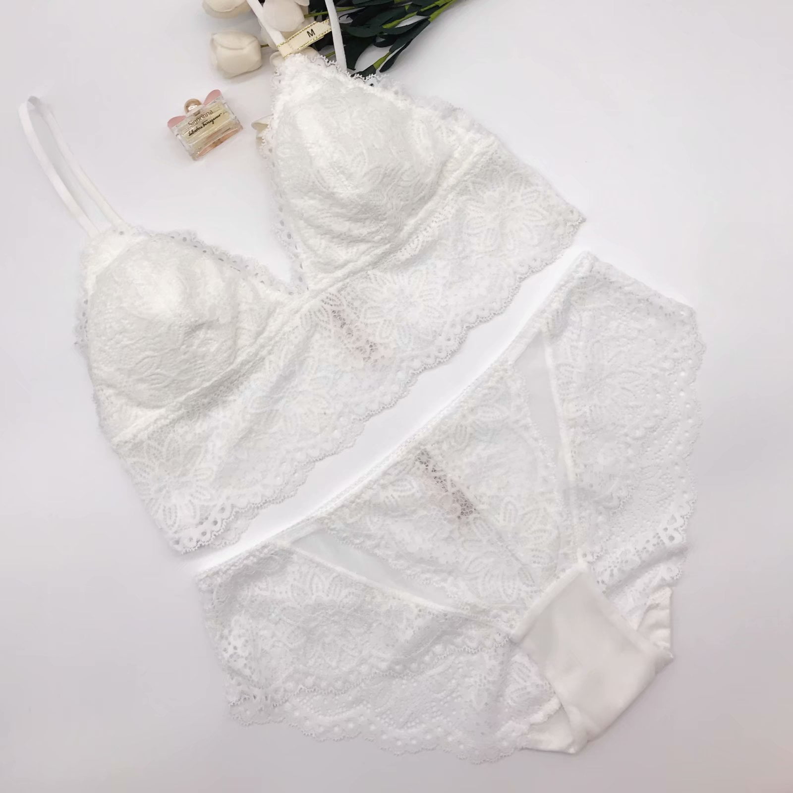 Generic New Lace without Steel Ring Cotton Cushion Triangle Cup Bra Set ...