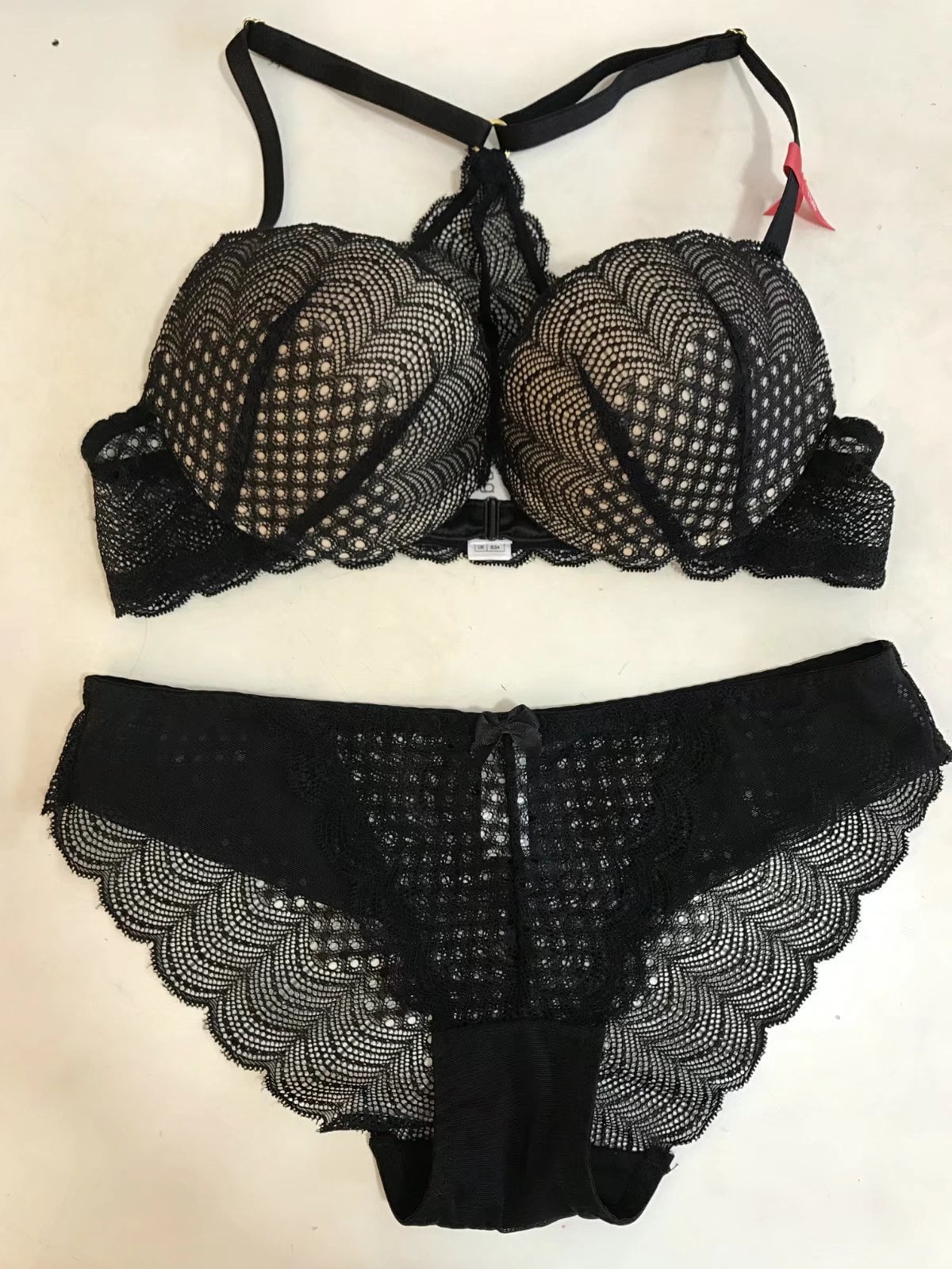 Generic New Sexy Lace Front Buckle Bra Suit Push up Small Breast Bra Deep V Back Shaping Bra Set ...