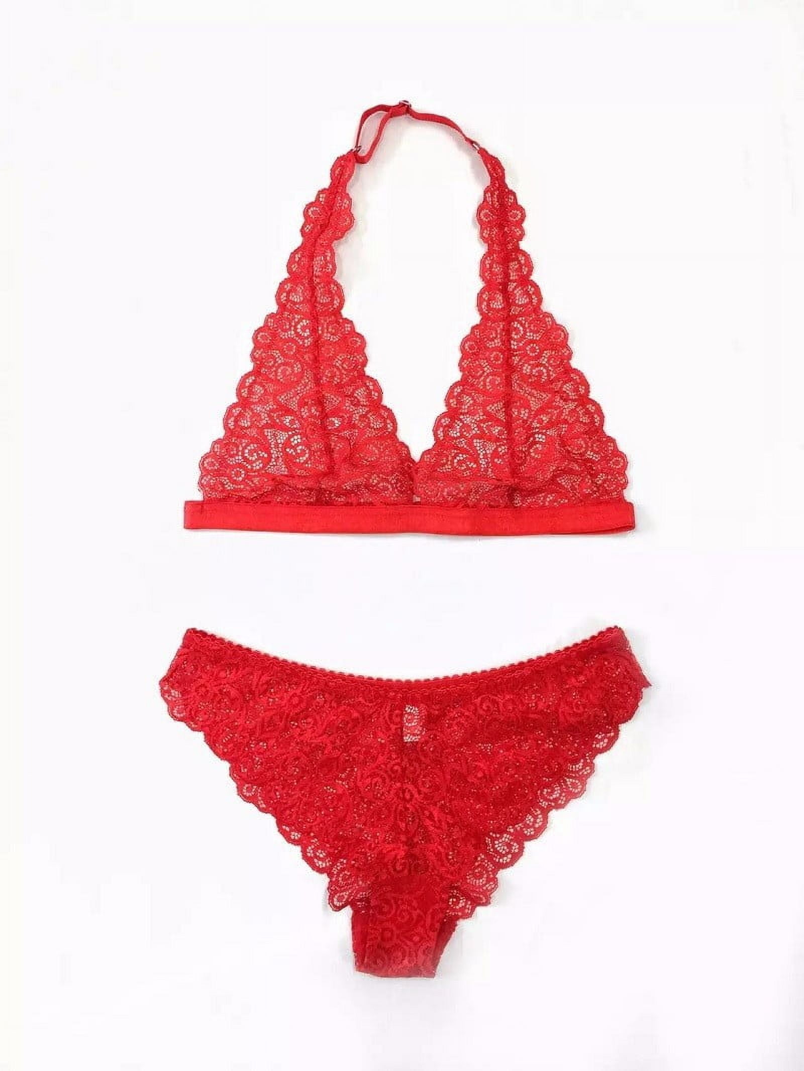 Generic New Ultra-Thin Lace Halter without Steel Ring Triangle Cup Bra ...