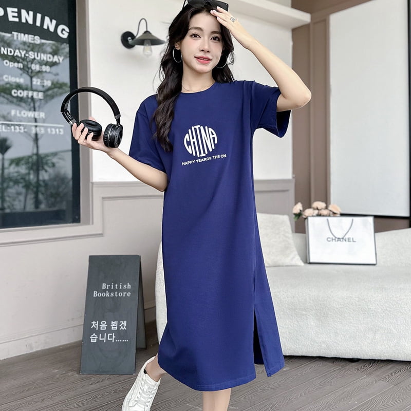 Generic New Women's Clothing Loose Dress Summer Mid-Length Overknee T ...