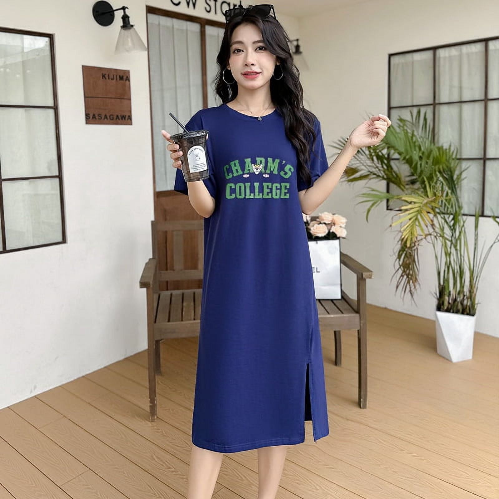 Generic New Women's Clothing Loose Dress Summer Mid-Length Overknee T ...