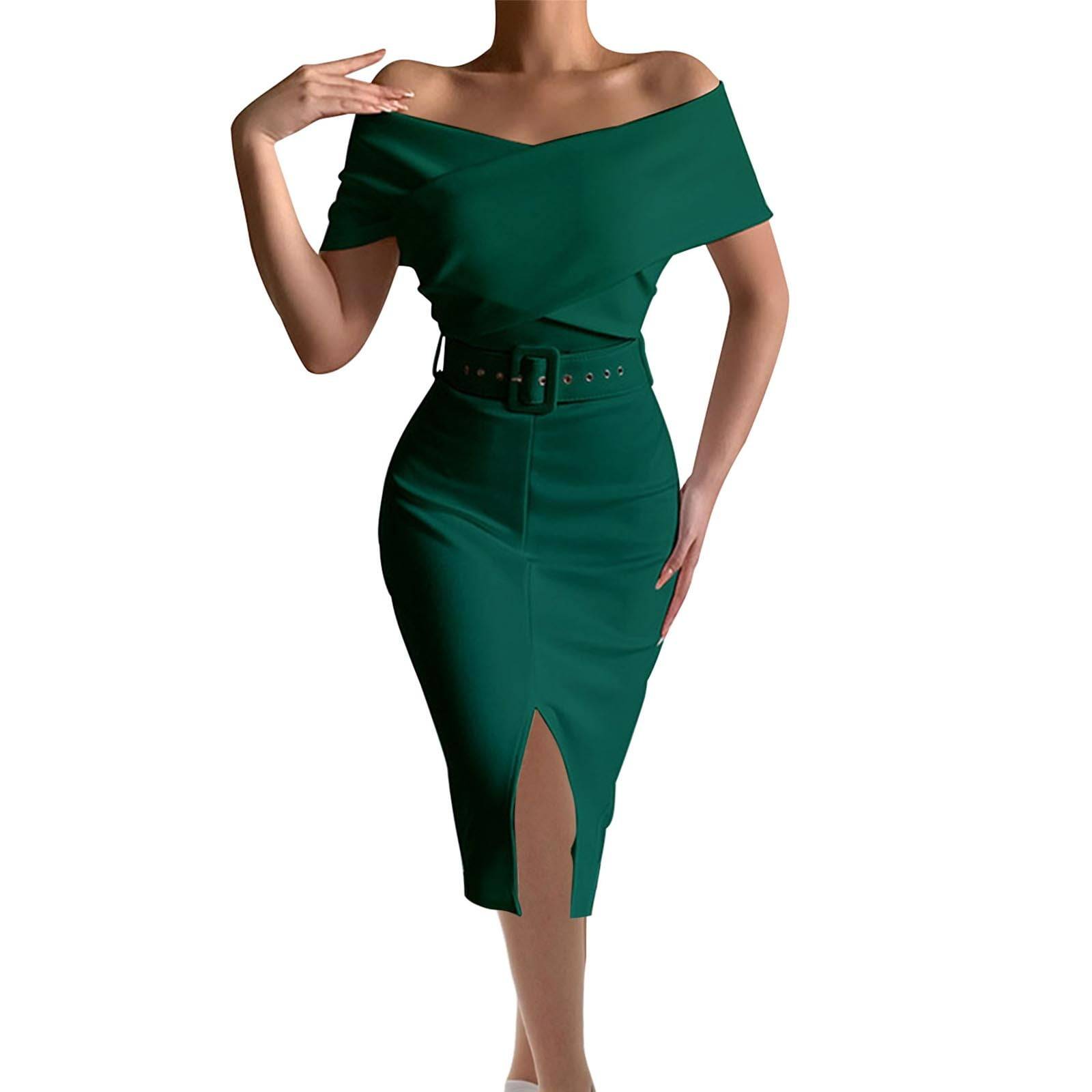 Generic Off Shoulder Cocktail Dress for Women Wrap V Neck Formal ...