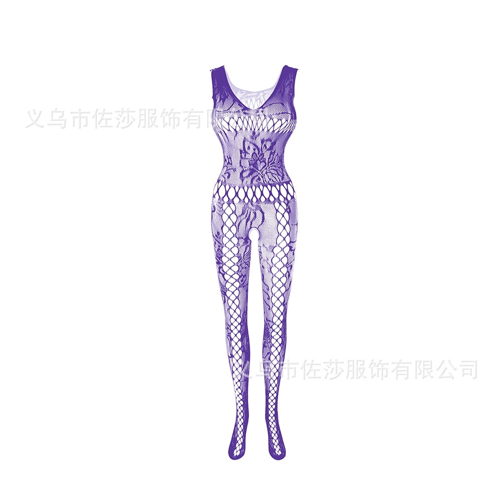 Generic One-Piece Sexy Lingerie Suit Women's Free Open Crotch Temptation Stockings Transparent ...