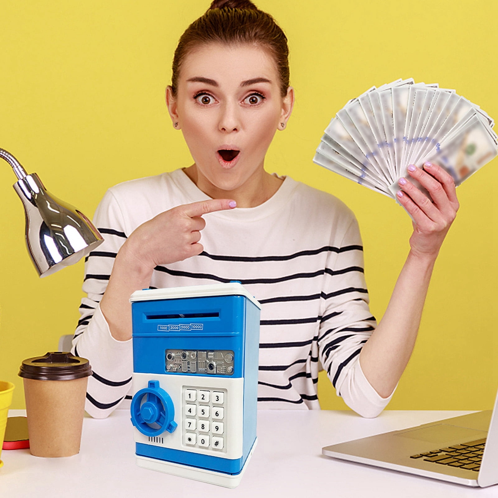 Generic Piggy Bank for Kids, Mini Atm Safe Coin Cash Banks Real Money ...