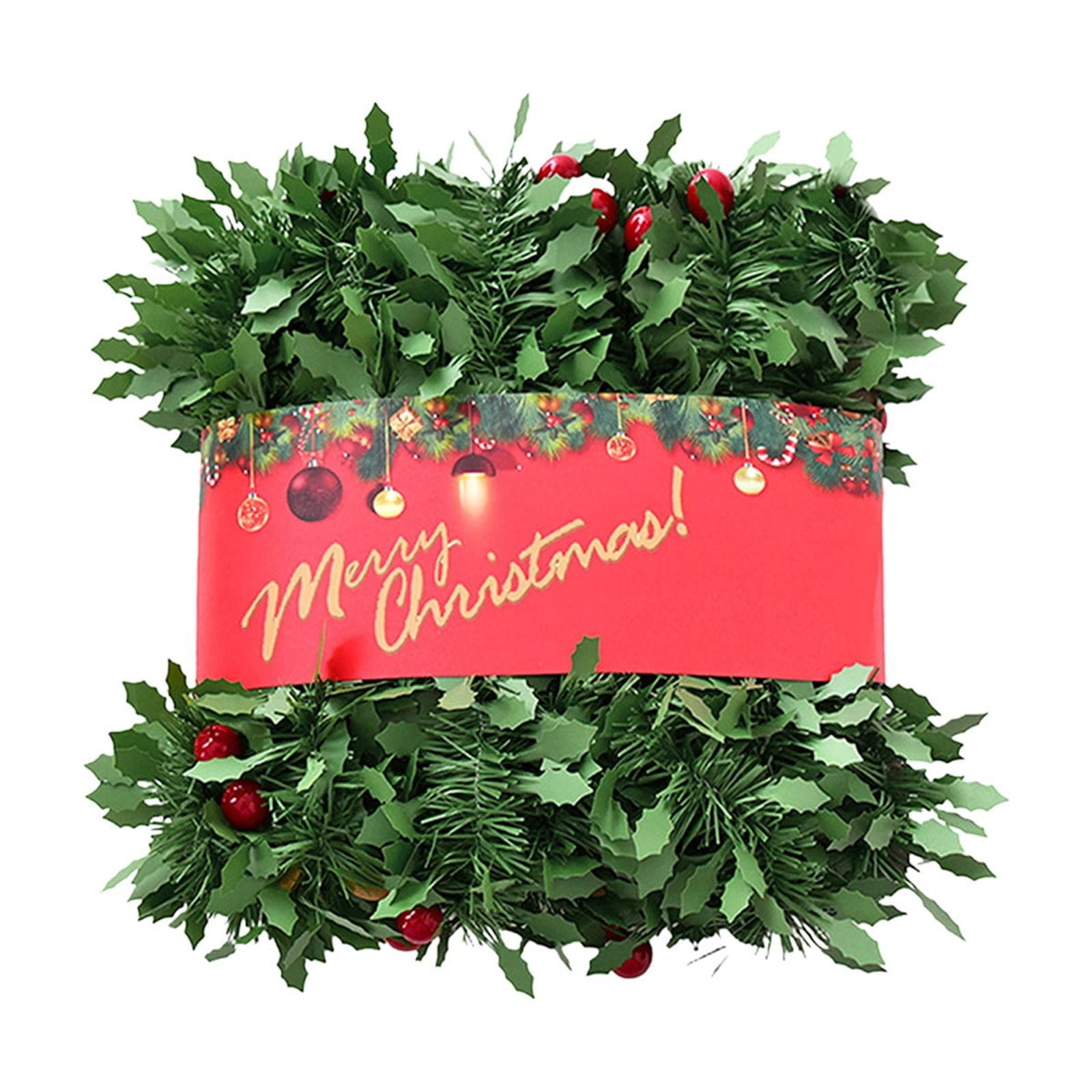 Generic Artificial Christmas Garland Eucalyptus Leaves Garland with Red ...