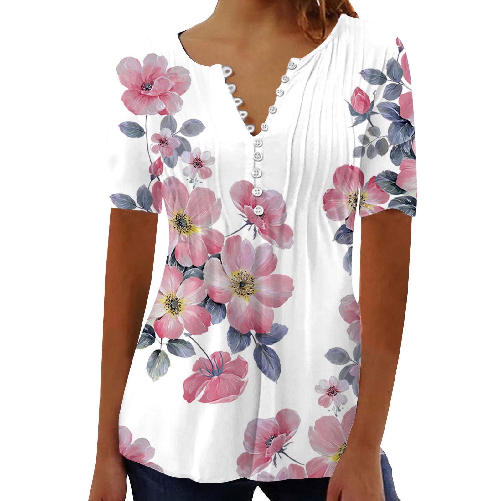 Generic Plus Size Womens Tunic Tops To Wear With Leggings Summer Short ...