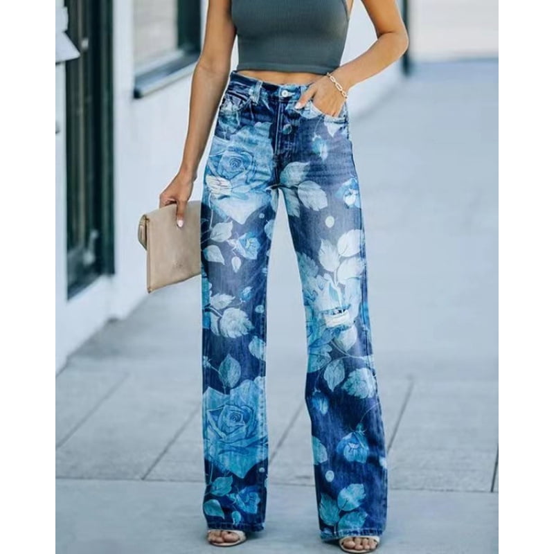 Generic Popular plus Size Women's Casual Pants Thin Imitation Jeans ...