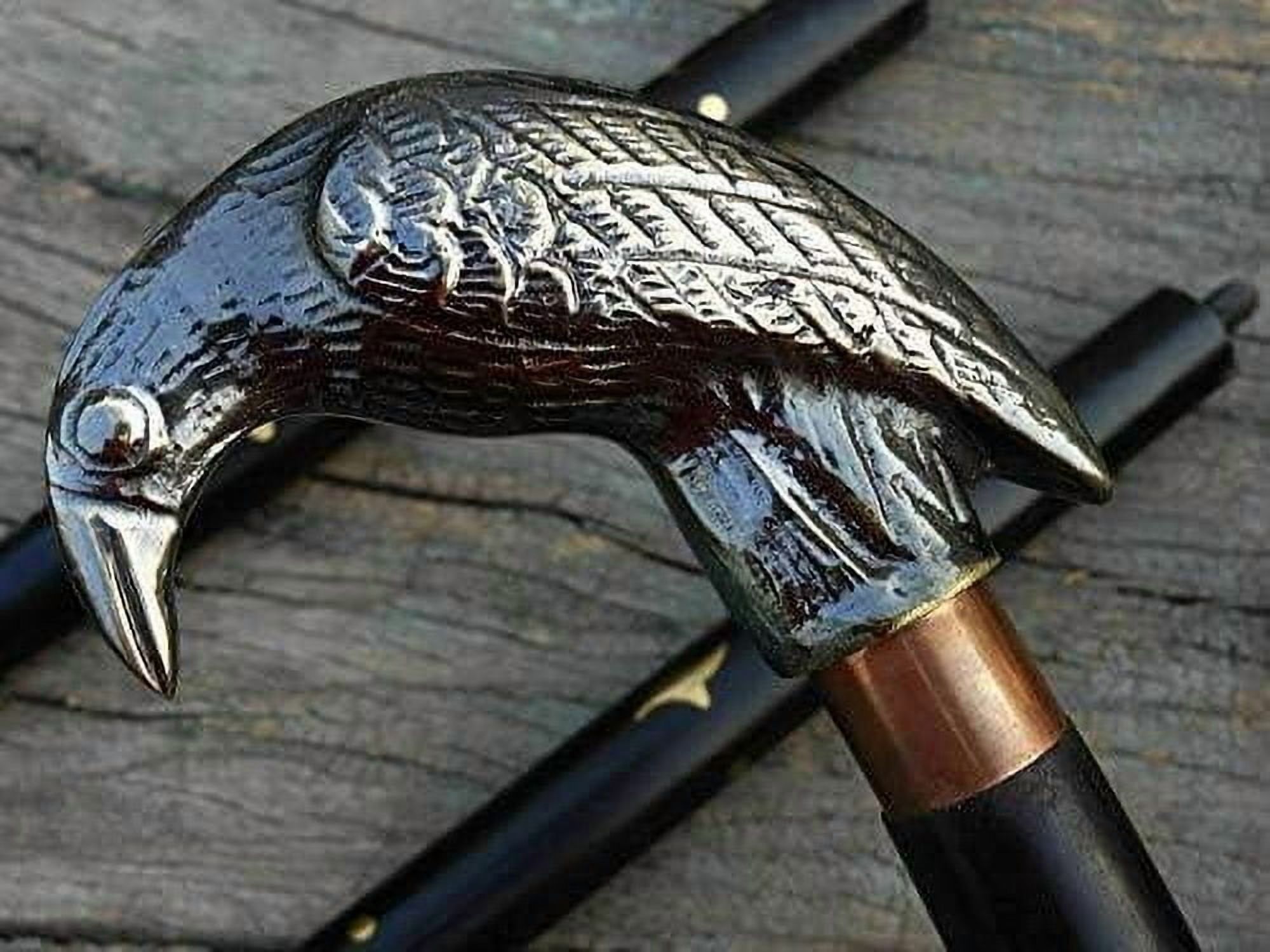 Generic R K Antique Collection Antique Solid Brass Raven Head Handle ...