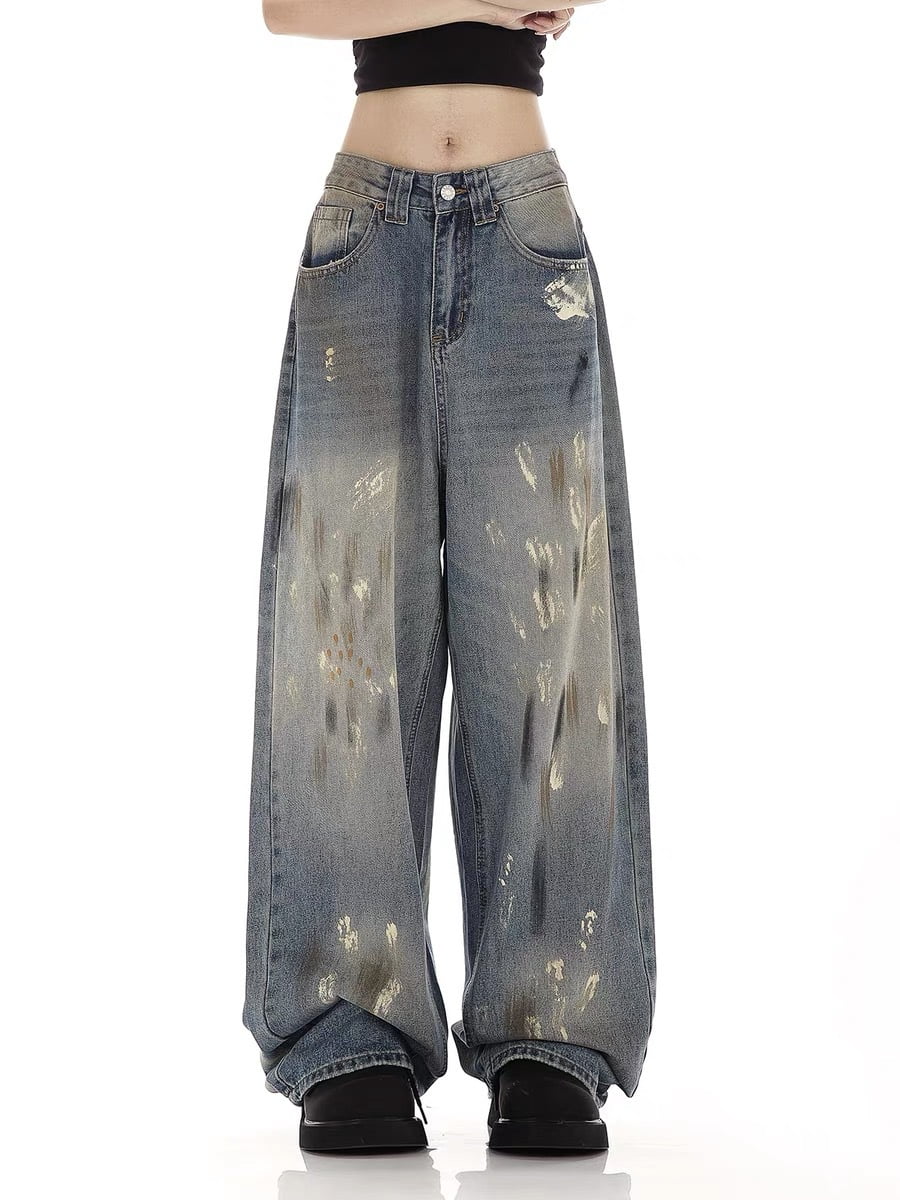 Generic Retro Distressed Paint-Splashing Style Graffiti Jeans for Boys ...