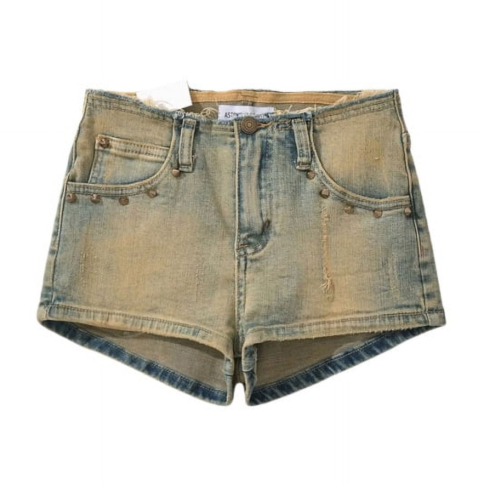 Generic Retro Hot Girl Low Waist Raw Edge Denim Shorts Female Niche ...