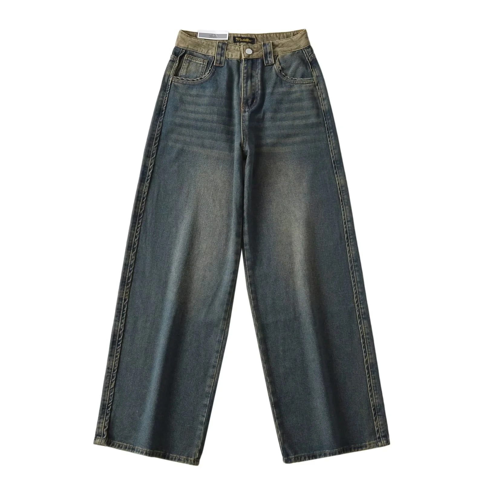 Generic Retro Washed Worn Jeans 2025 Early Autumn New High Waist Wide ...