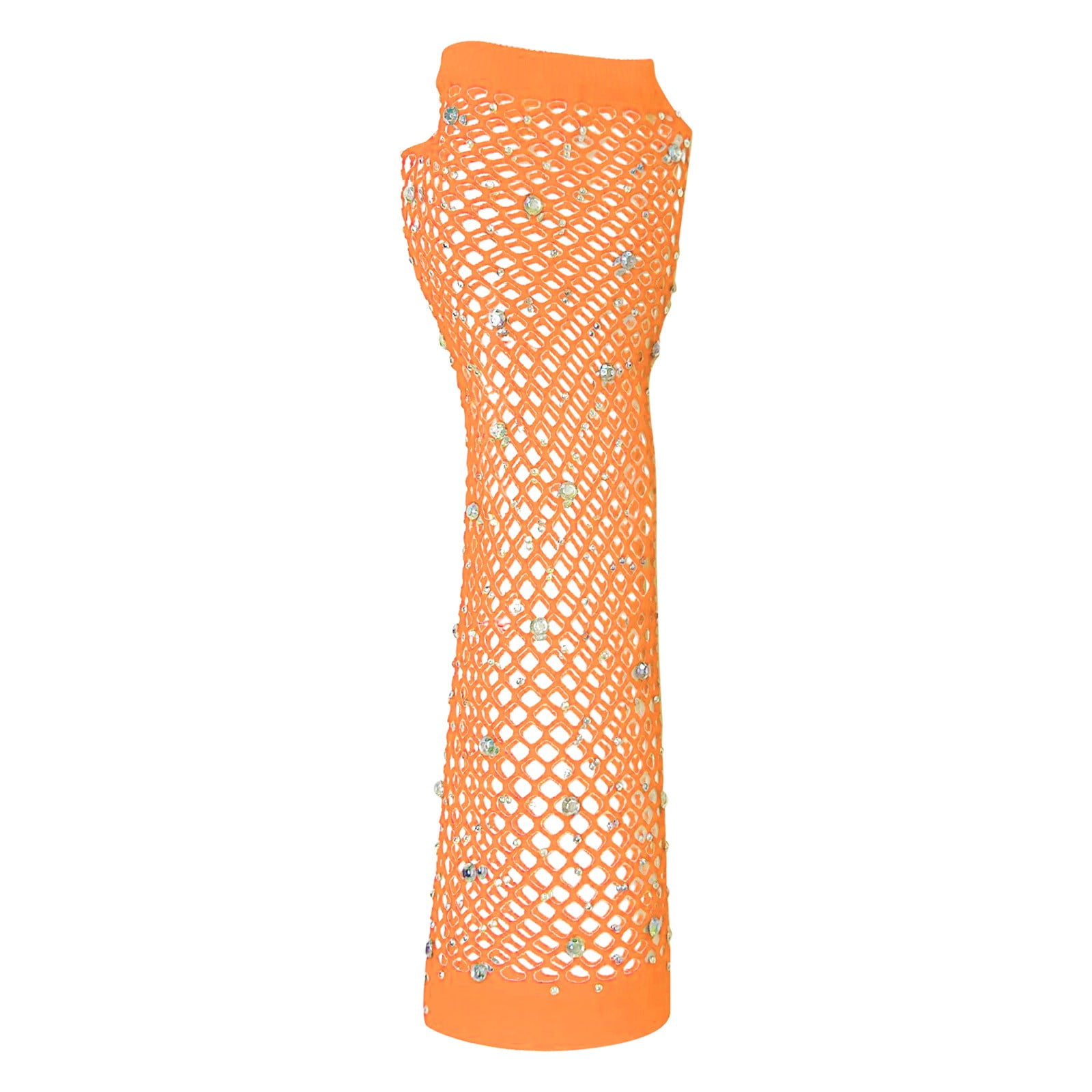Generic Rhinestone Fingerless Arm Fishnet Gloves Women's Long Fishnet ...