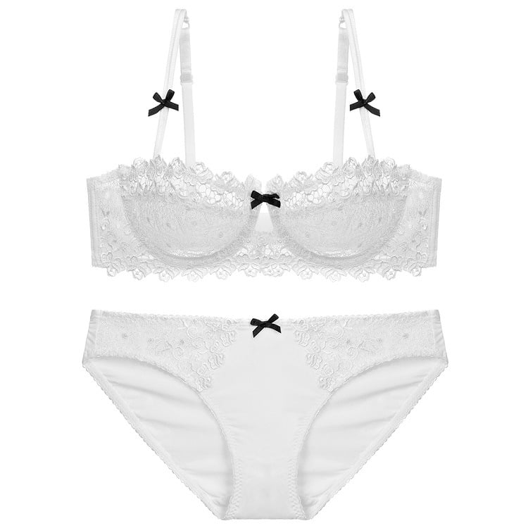 Generic Sexy Bra Suit Ultra-Thin Translucent Half Cup Lace Bra Small ...