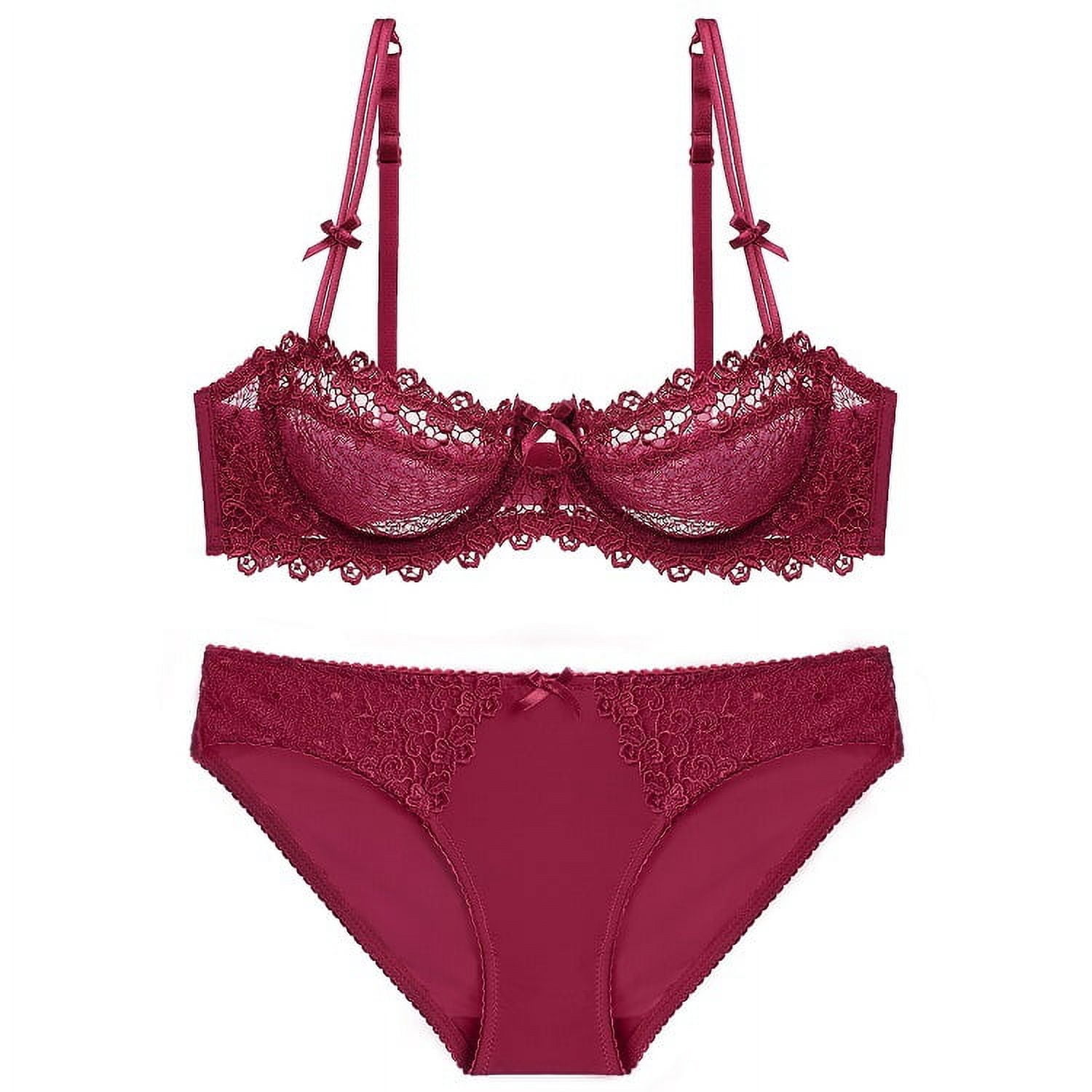 Generic Sexy Bra Suit Ultra-Thin Translucent Half Cup Lace Bra Small ...