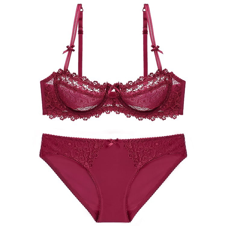 Generic Sexy Bra Suit Ultra-Thin Translucent Half Cup Lace Bra Small ...