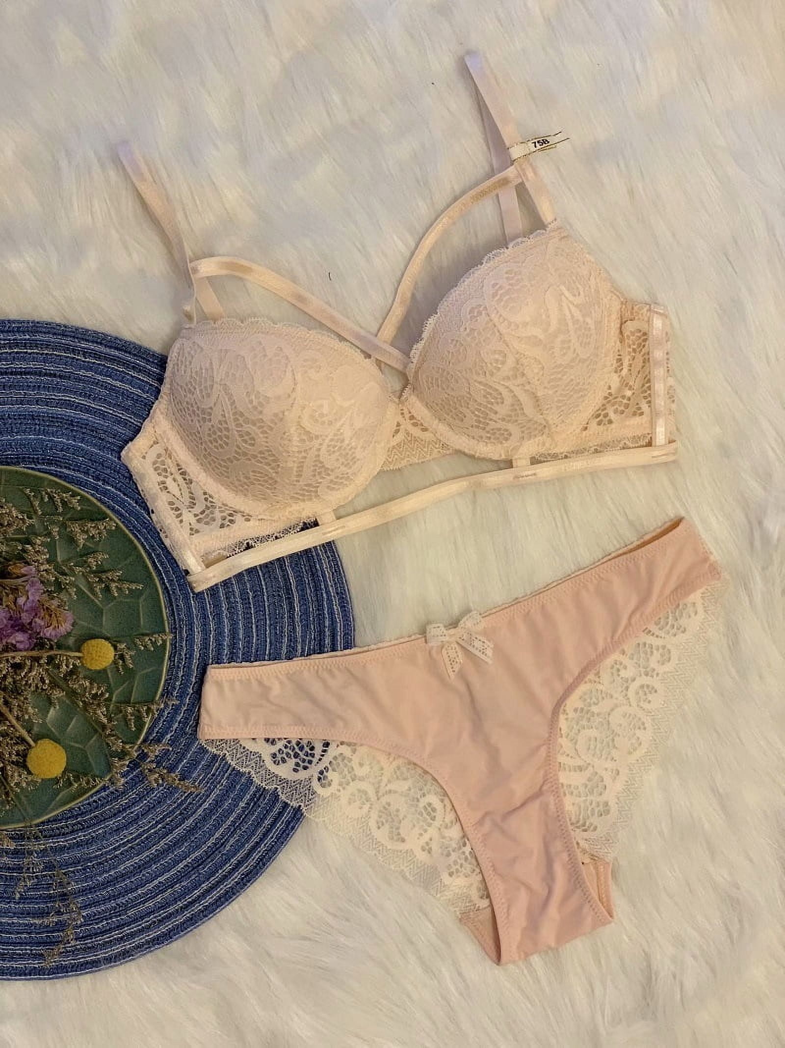 Generic Sexy Cutout Lace Pattern Strap Push up Bra Deep V Adjustable ...