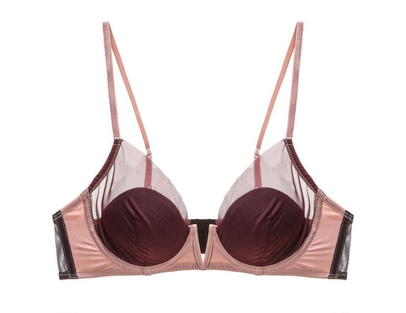 Generic Sexy Deep V Mesh Bra Gathered Thin Cup Bra Soft Steel Ring ...
