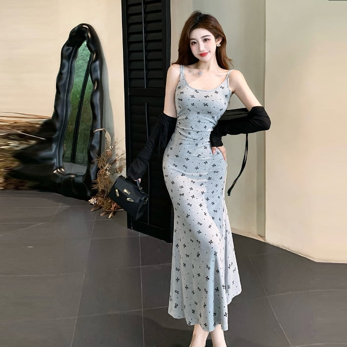 Generic Sexy Strap Fishtail Dress Summer 2025 New French Super Nice Bow ...