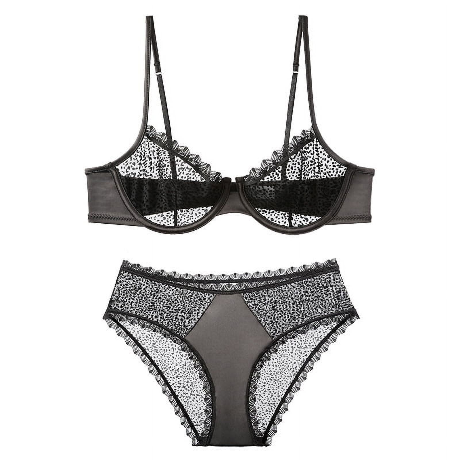 Generic Sexy Ultra Slim Mesh Bra Flocking Leopard Print Transparent ...