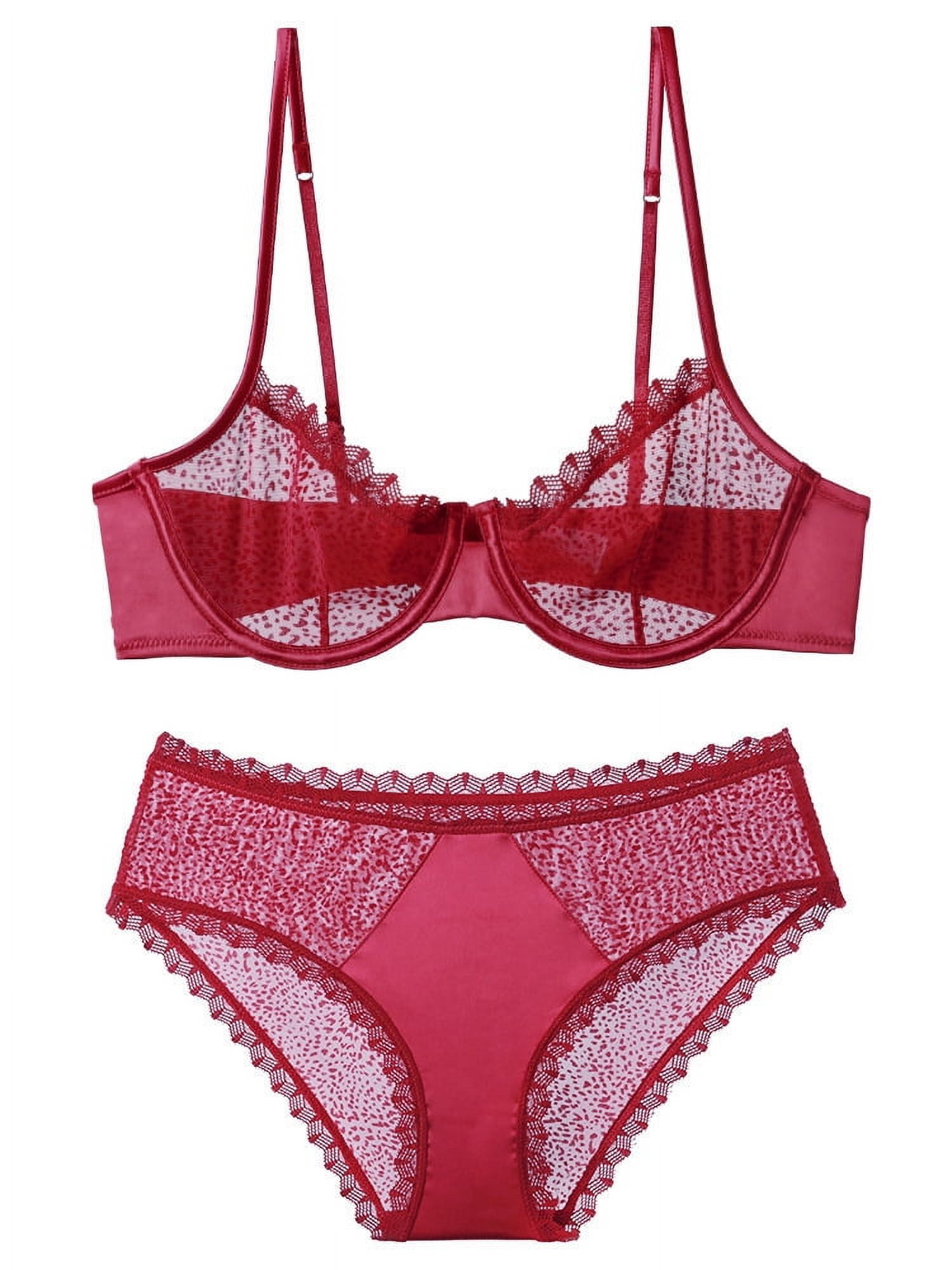 Generic Sexy Ultra Slim Mesh Bra Flocking Leopard Print Transparent ...